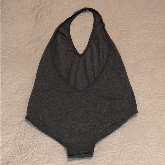 Dance & Marvel | Tops | Heather Grey Halter Bodysuit With Low Cut Back ...